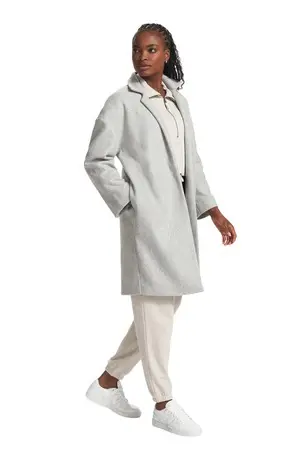 Vuori Soho Oversize Open Front Melton Overcoat - Light Heather